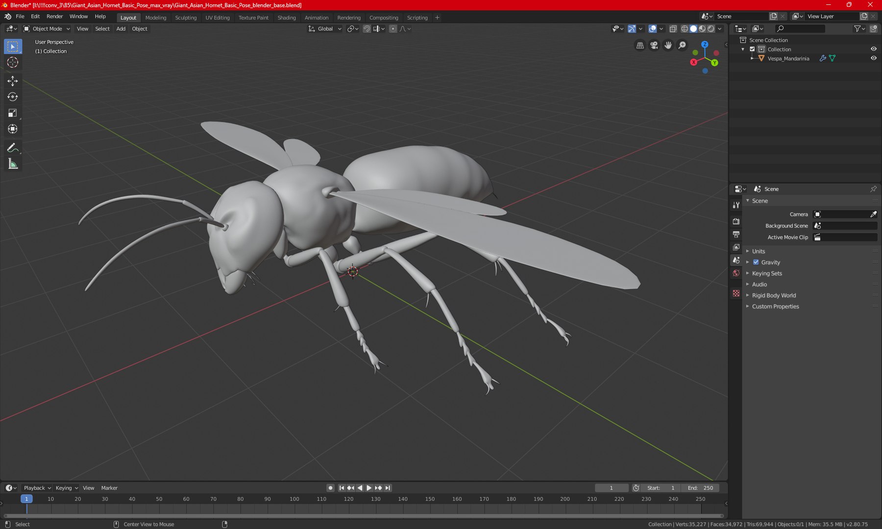 3D Giant Asian Hornet Basic Pose - TurboSquid 2274441