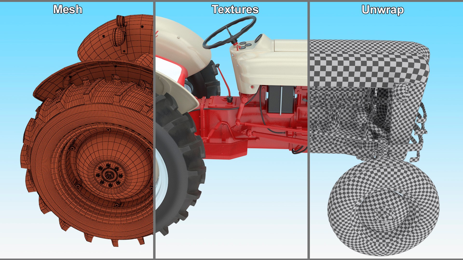 Vintage Tractor Ford NAA Golden Jubilee 1953 3D model - TurboSquid 2170080