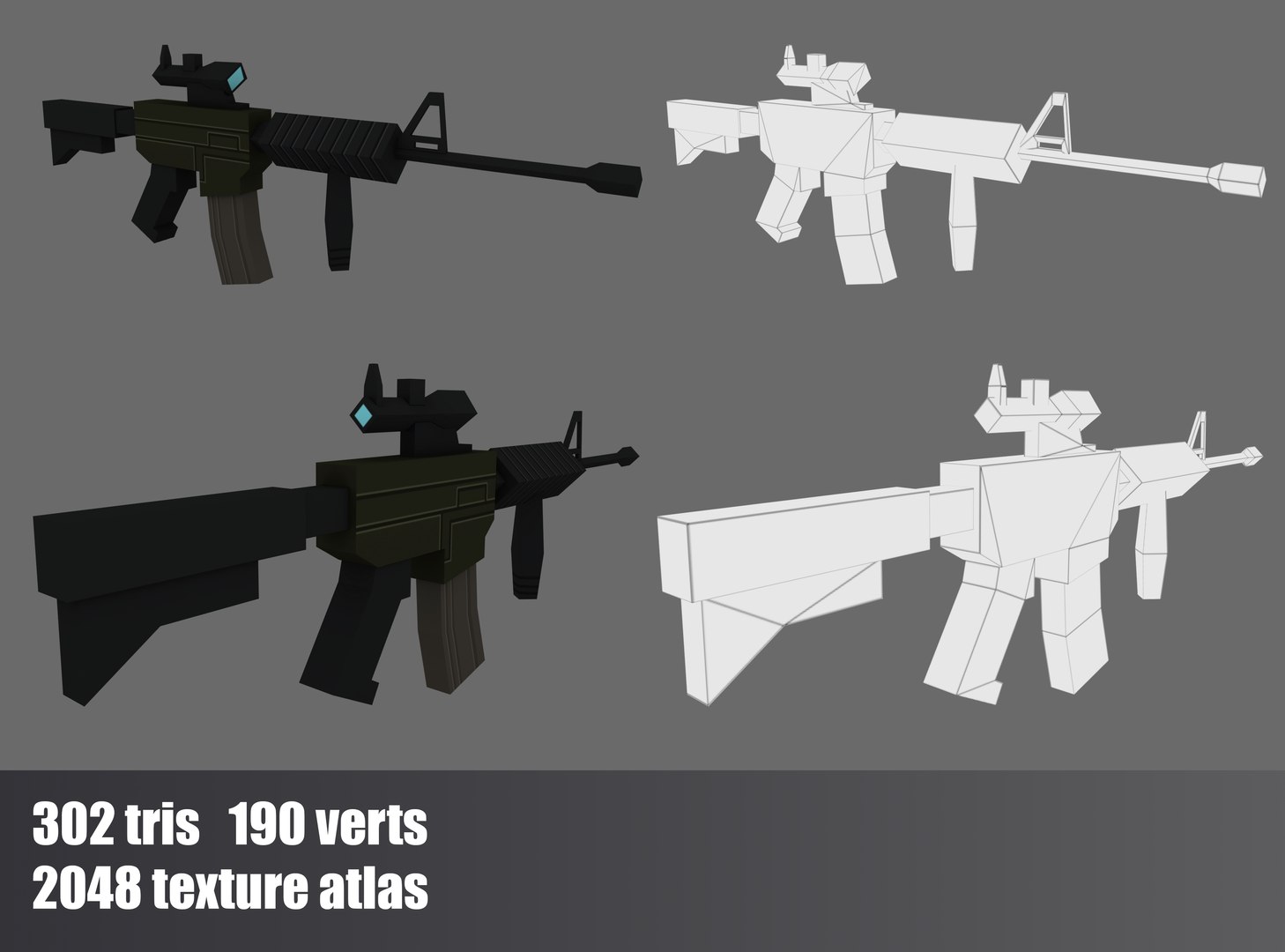 3d Model Of Simple Assault Rifles