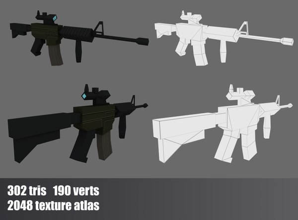 3d model of simple assault rifles