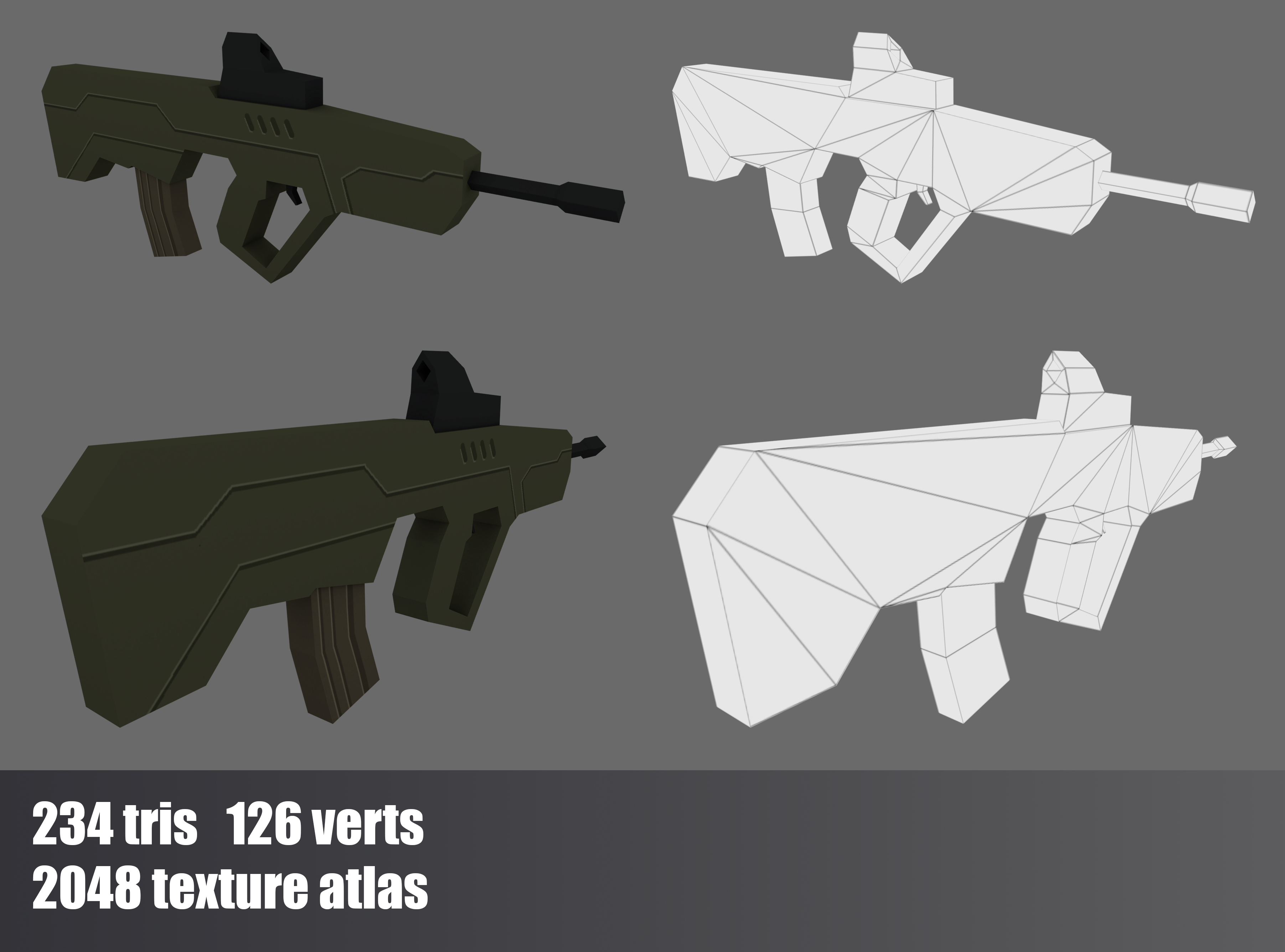3d model of simple assault rifles