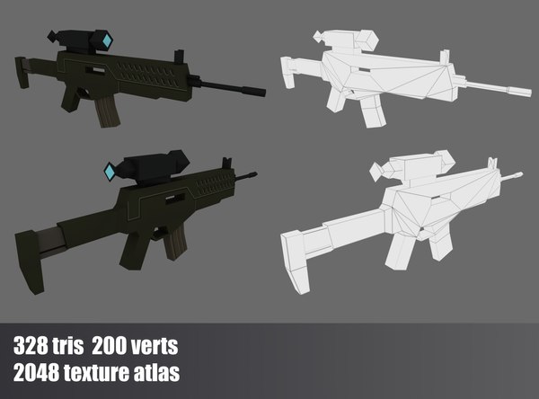 3d model of simple assault rifles