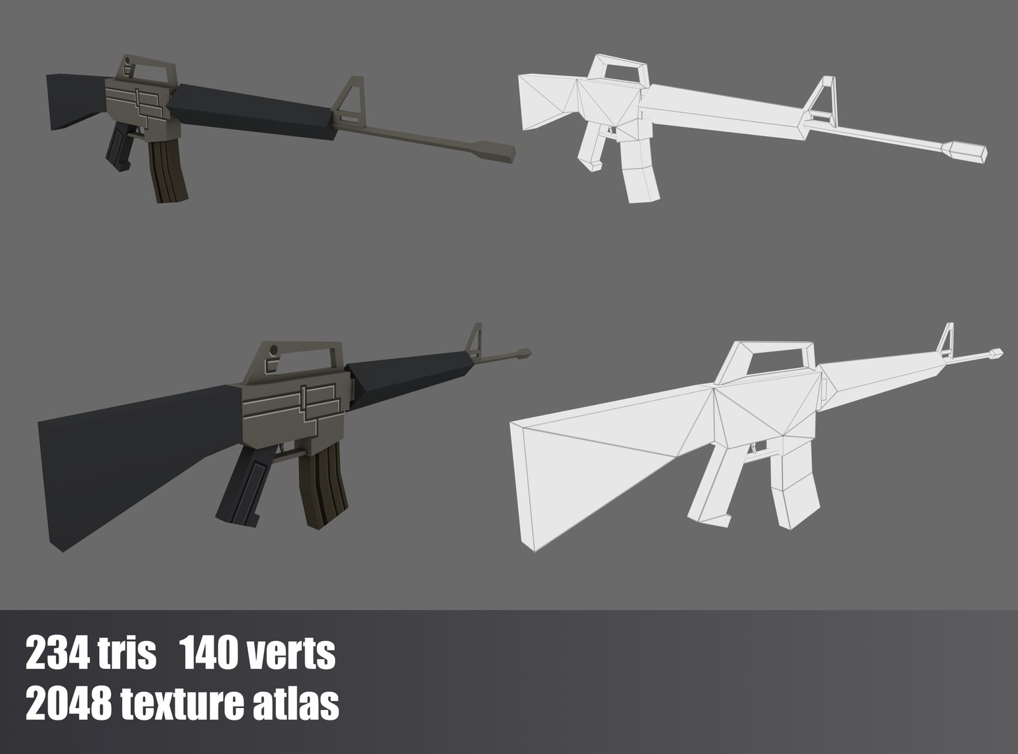 3d Model Of Simple Assault Rifles