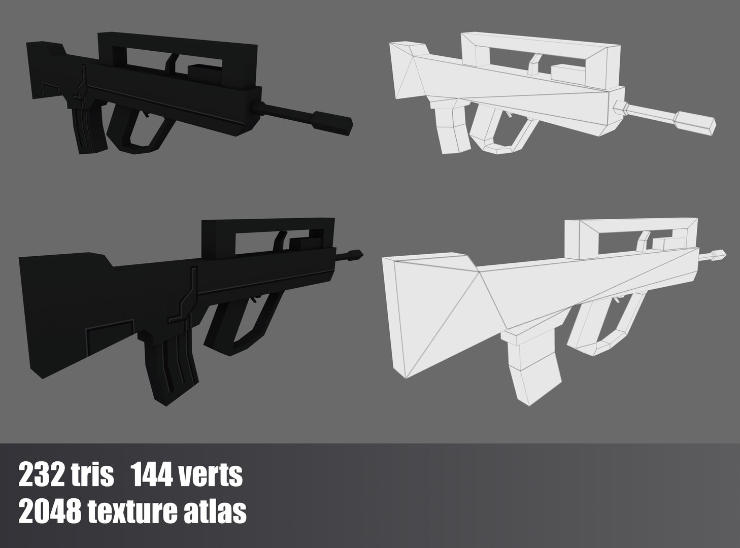 3d Model Of Simple Assault Rifles