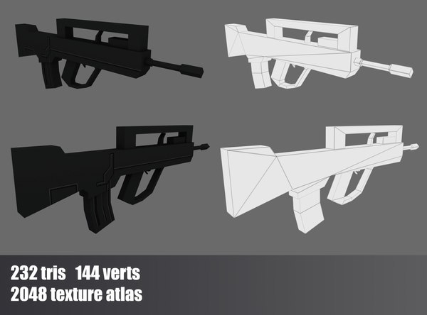 3d model of simple assault rifles
