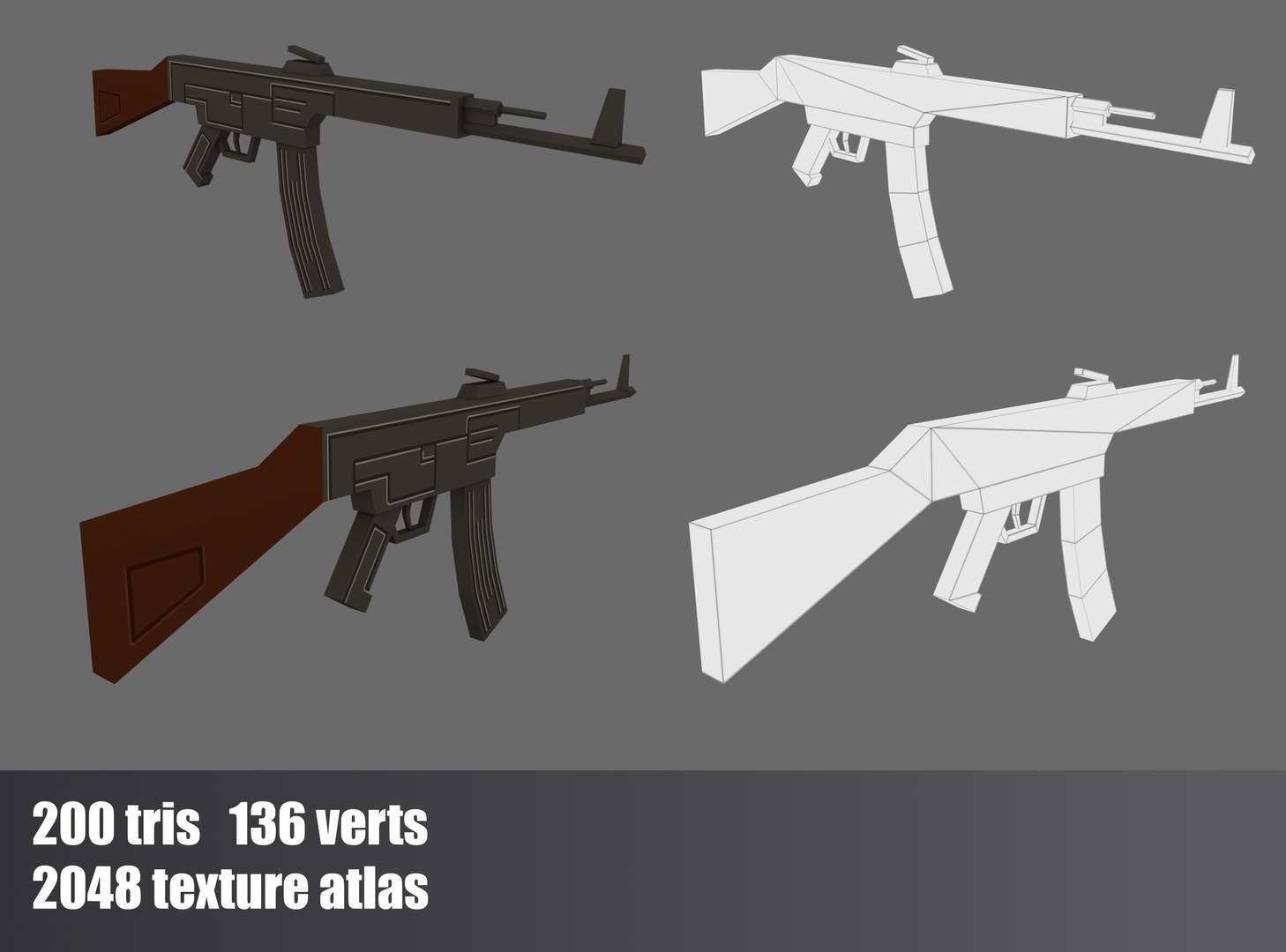 3d Model Of Simple Assault Rifles