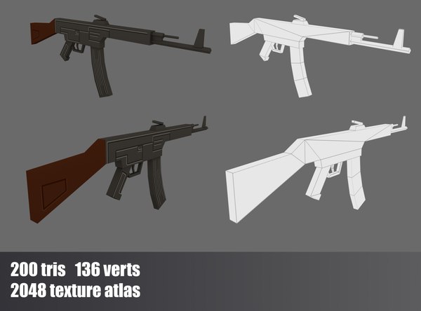3d model of simple assault rifles