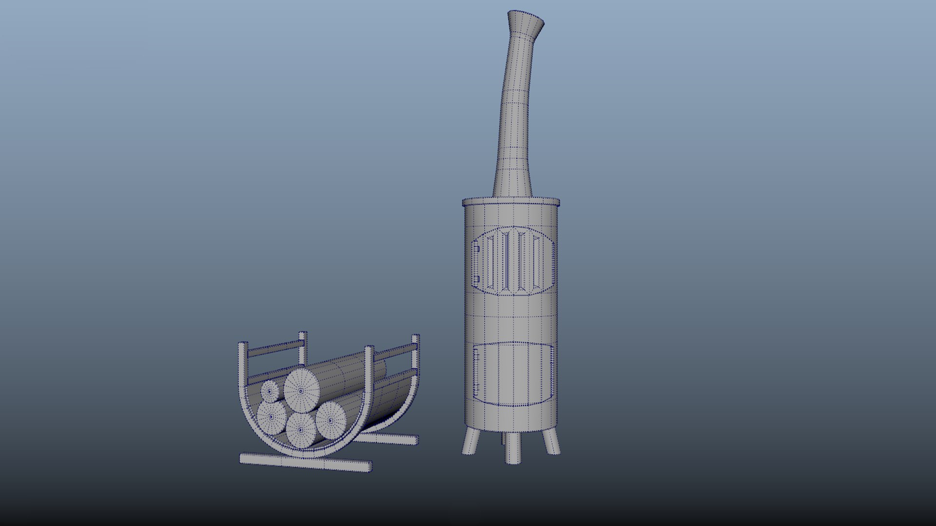 3D Stylized Metal Stove With Firewood PBR Low-poly 3D Model Model ...