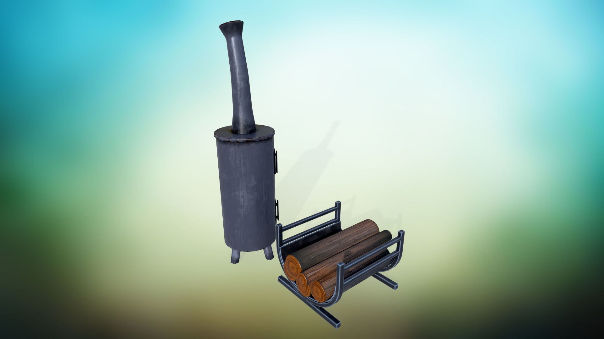 3D Stylized Metal Stove With Firewood PBR Low-poly 3D Model Model ...