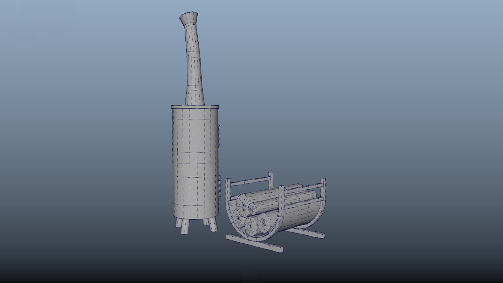 3D Stylized Metal Stove With Firewood PBR Low-poly 3D Model Model ...