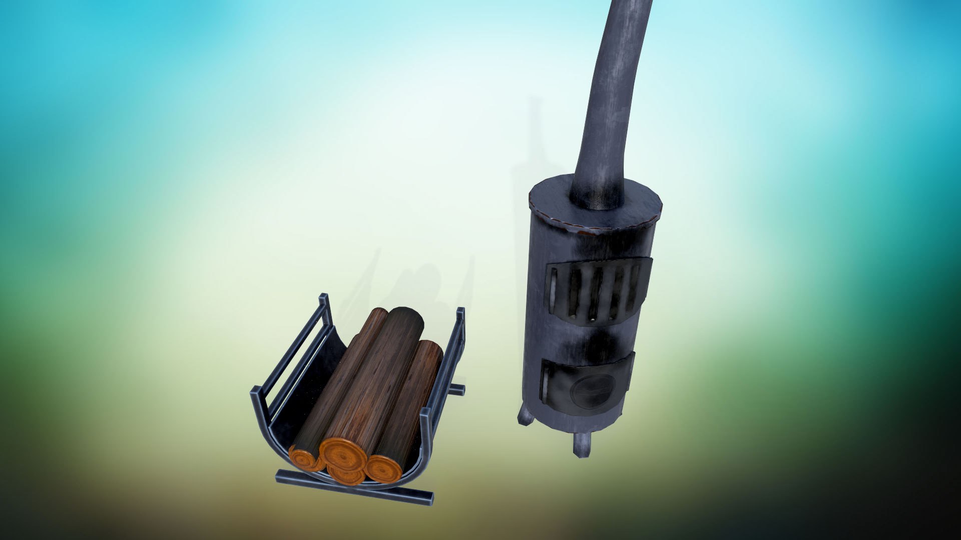 3D Stylized Metal Stove With Firewood PBR Low-poly 3D Model Model ...