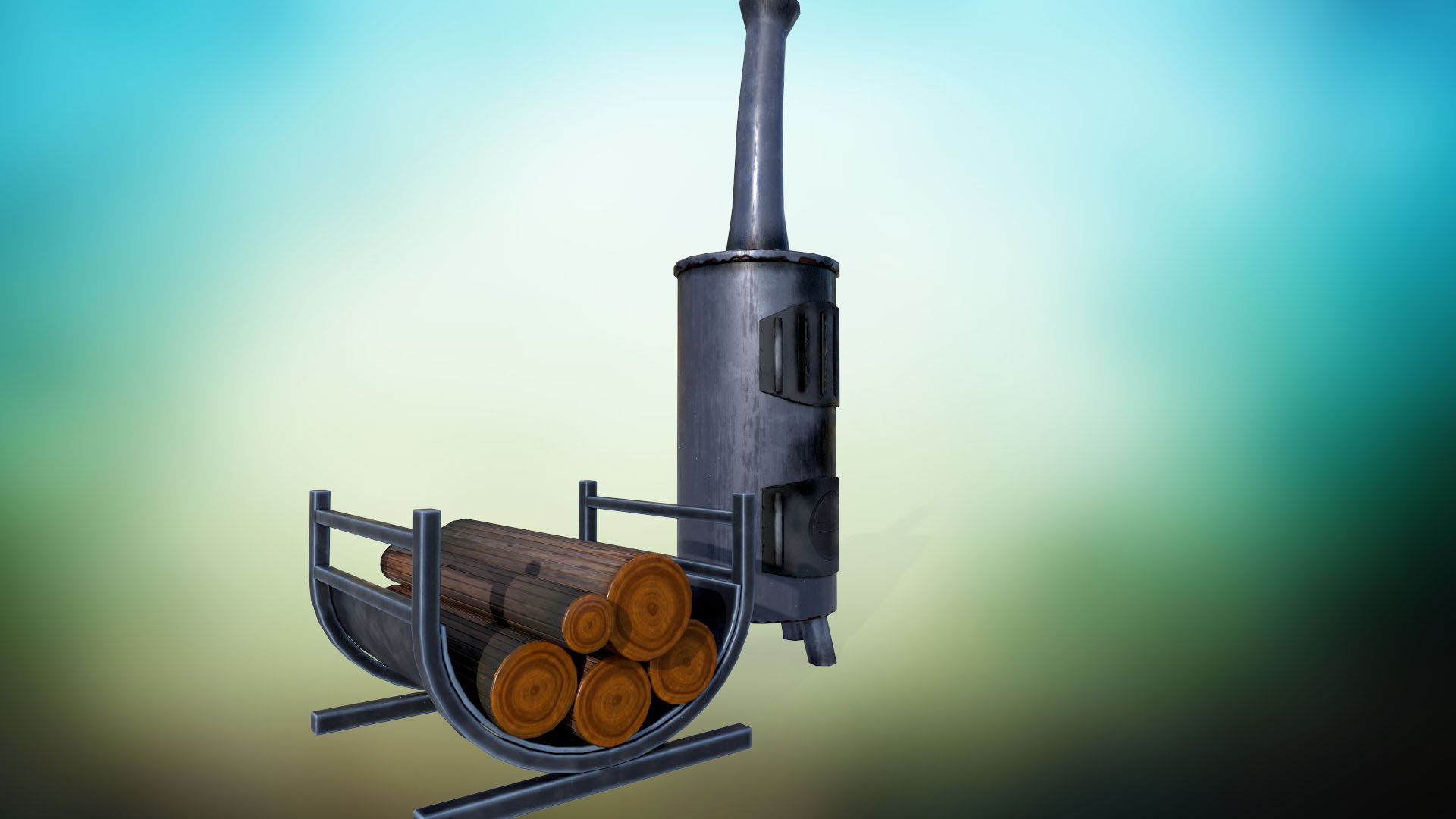 3D Stylized Metal Stove With Firewood PBR Low-poly 3D Model Model ...