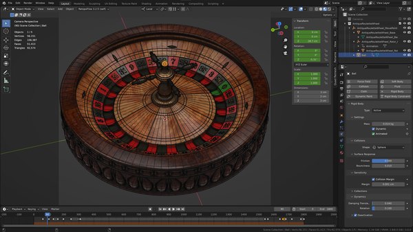 3D Antique Roulette Wheel - Animated Game Asset - TurboSquid 1845911