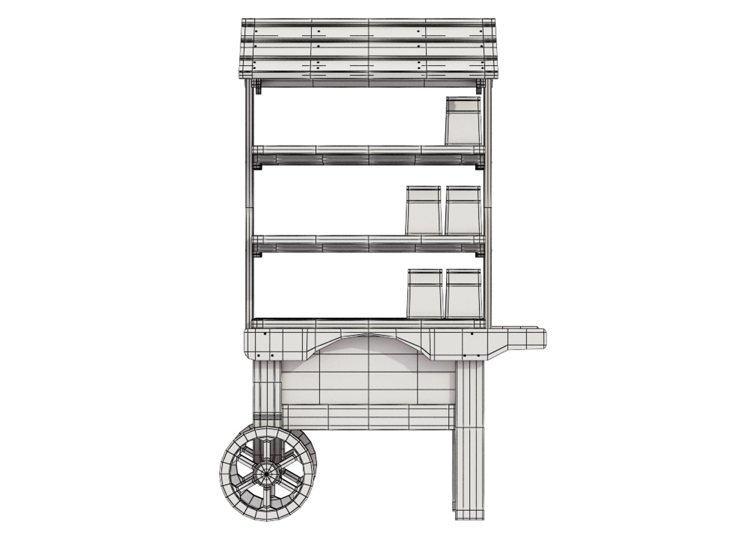 Cart Display Wooden Model - TurboSquid 1459822