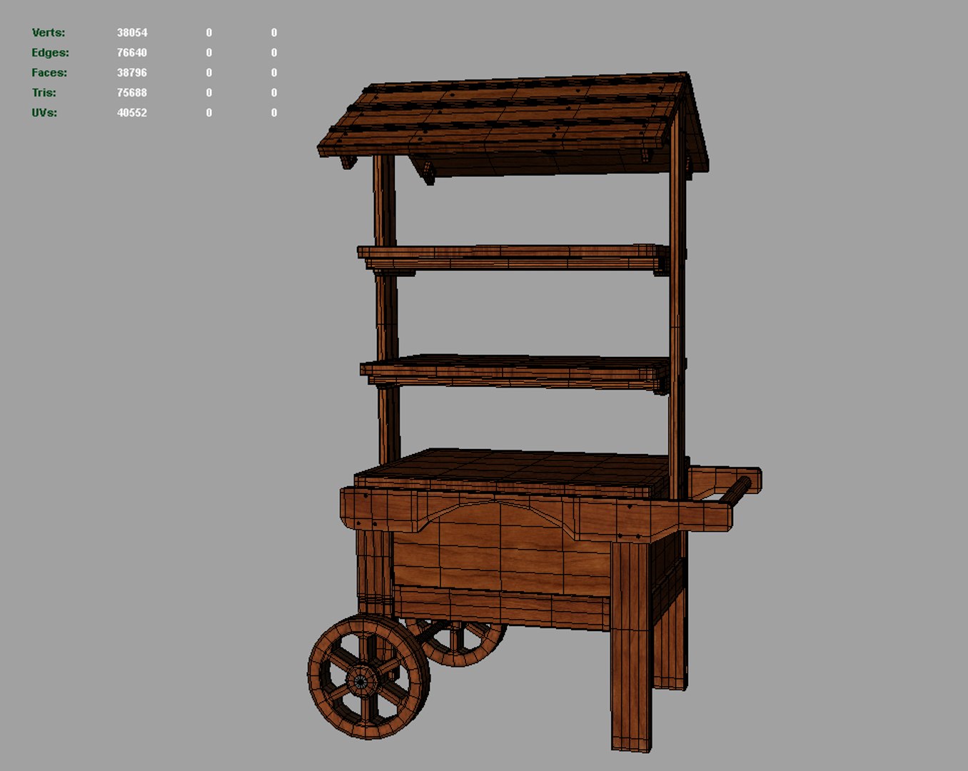 Cart Display Wooden Model - TurboSquid 1459822