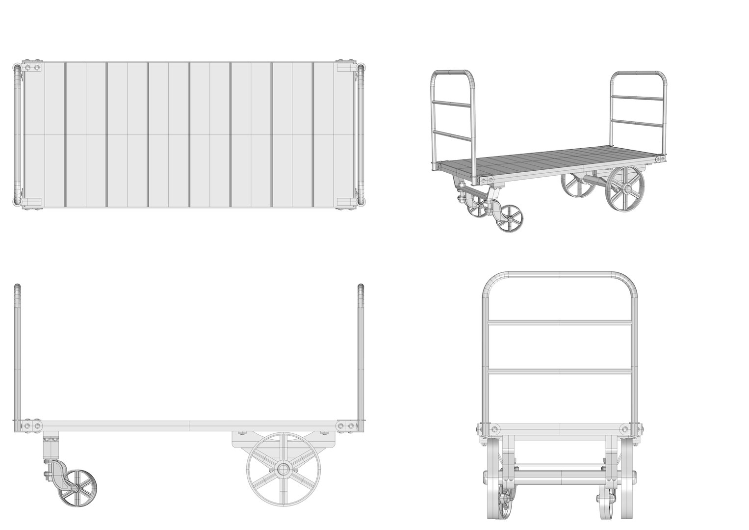 Vintage Luggage Cart 3D Model - TurboSquid 1960501