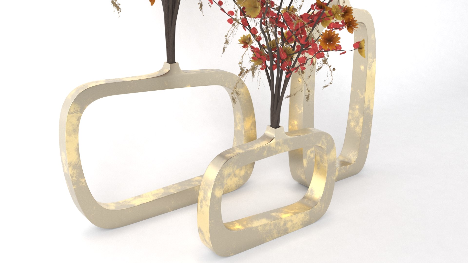 3D model Retro Futuristic Vase Decoration With Flower - TurboSquid 2105368
