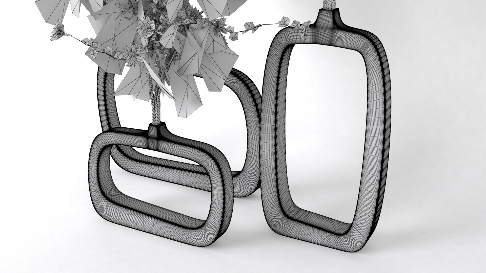 3D model Retro Futuristic Vase Decoration With Flower - TurboSquid 2105368