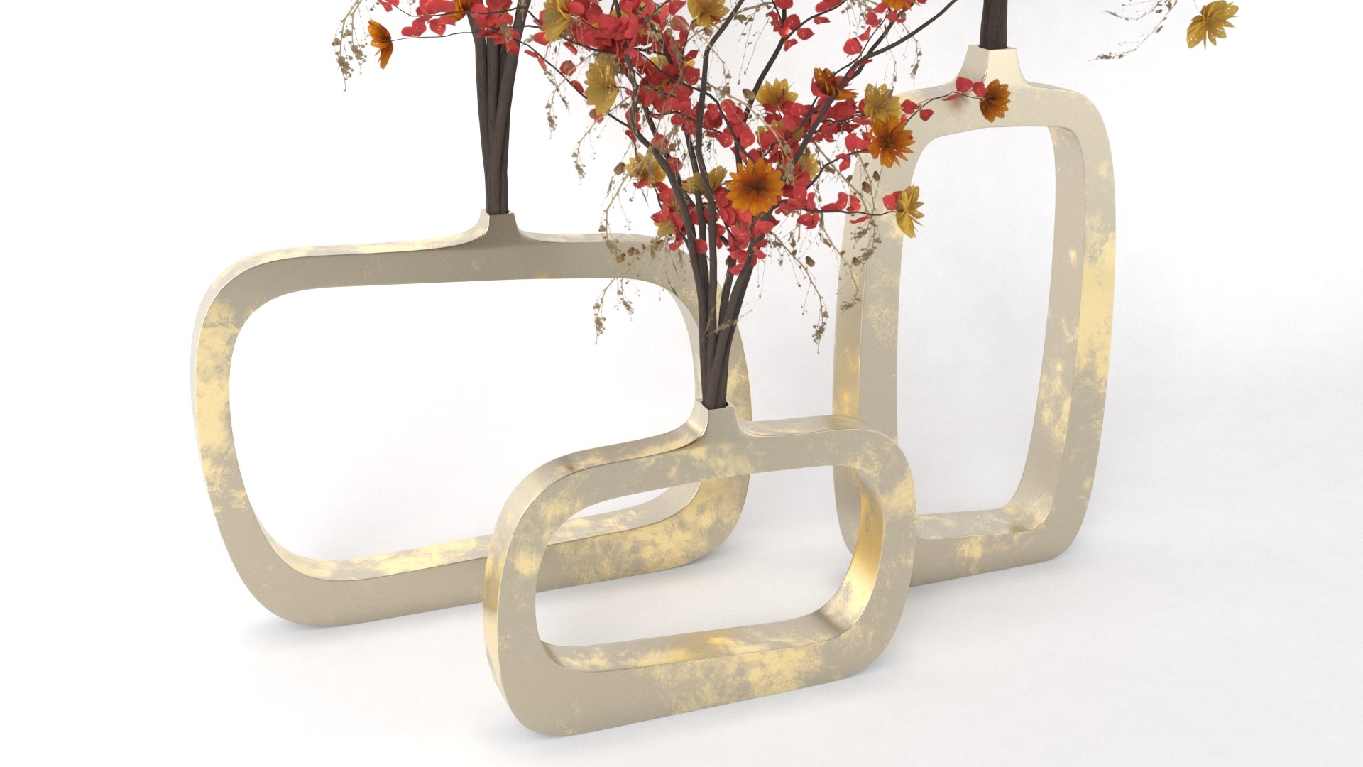 3D model Retro Futuristic Vase Decoration With Flower - TurboSquid 2105368