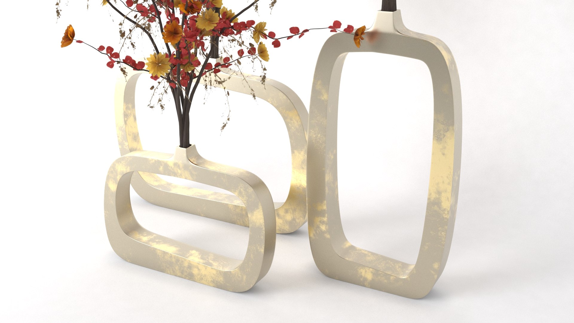 3D model Retro Futuristic Vase Decoration With Flower - TurboSquid 2105368