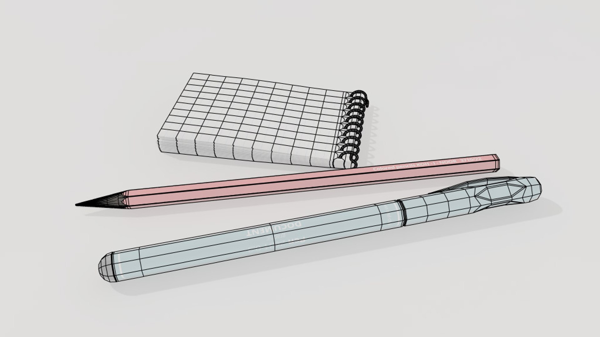 Paper Notebook Pen Pencil 3d Model