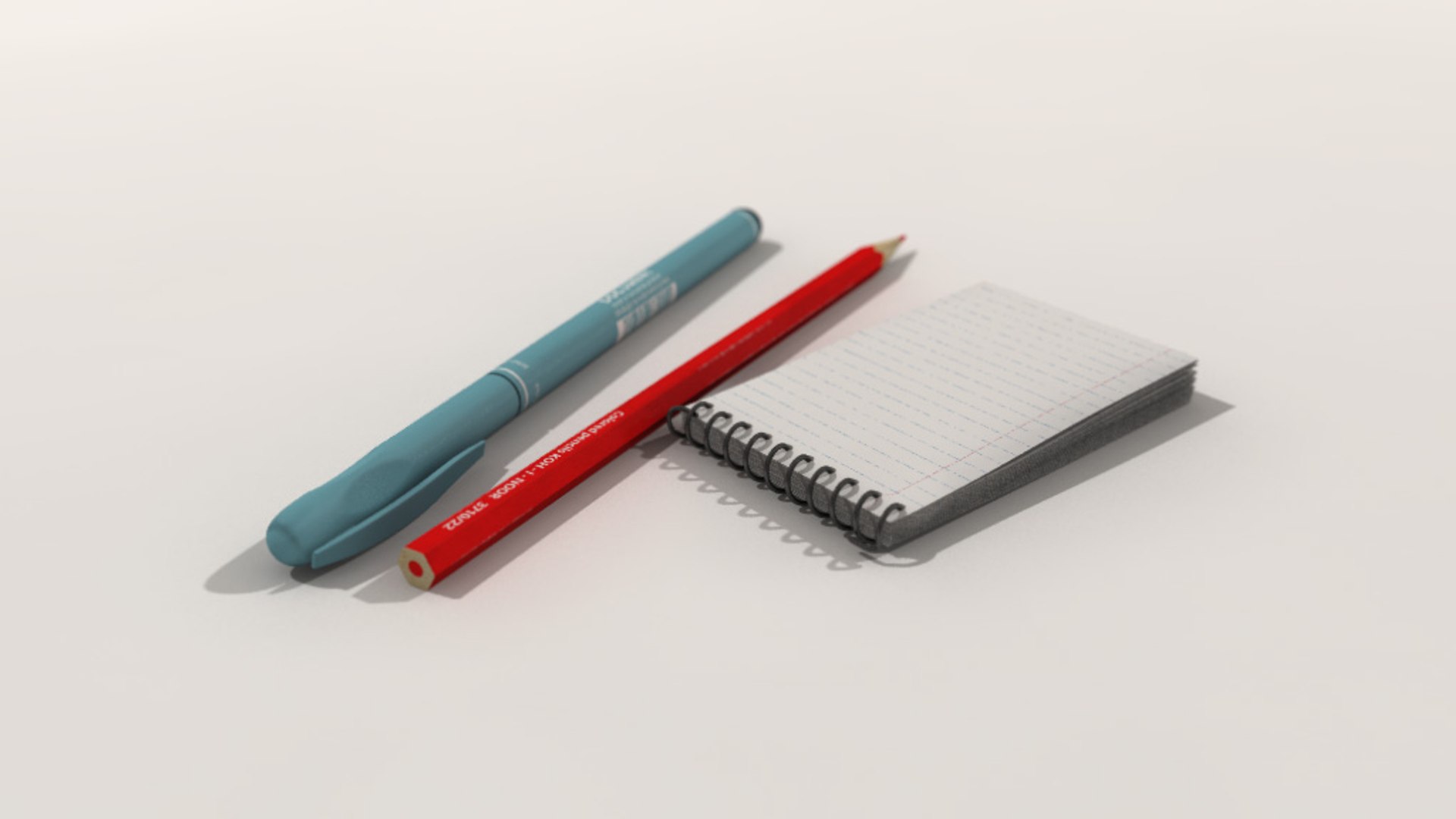 Paper Notebook Pen Pencil 3d Model