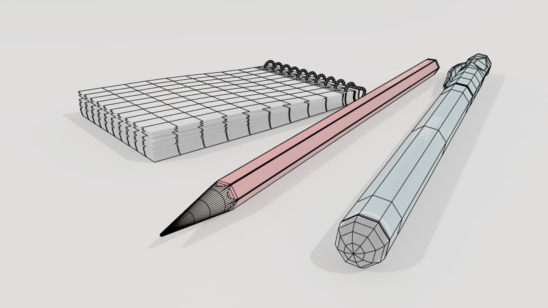 Paper Notebook Pen Pencil 3d Model