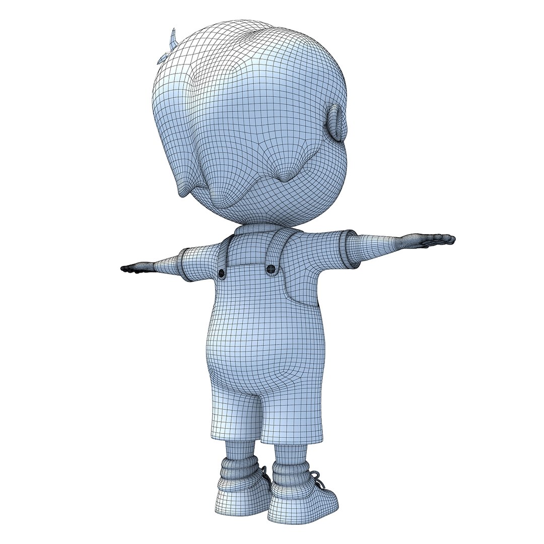 Rigged Cartoon Kid Character Biped 3d Model