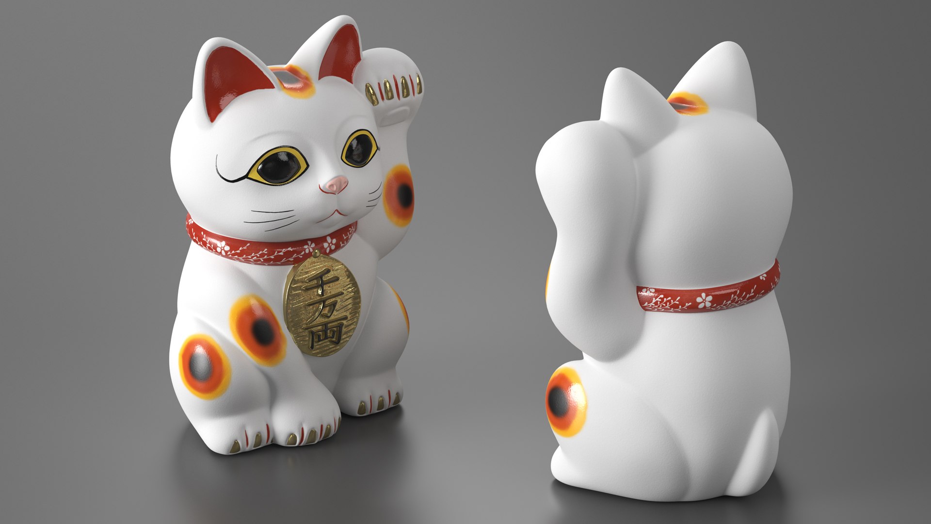 Japanese Maneki Neko Lucky Cat Figurine 3D Model - TurboSquid 2279738