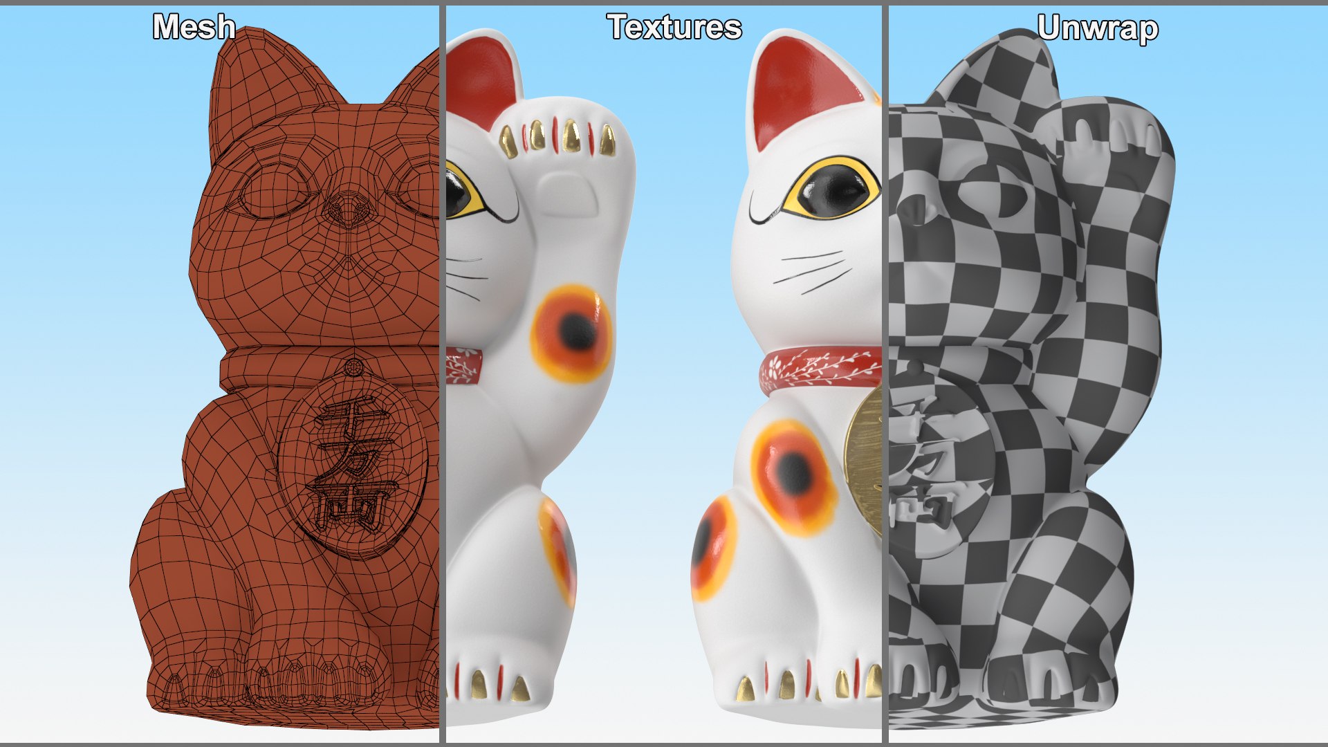 Japanese Maneki Neko Lucky Cat Figurine 3D Model - TurboSquid 2279738