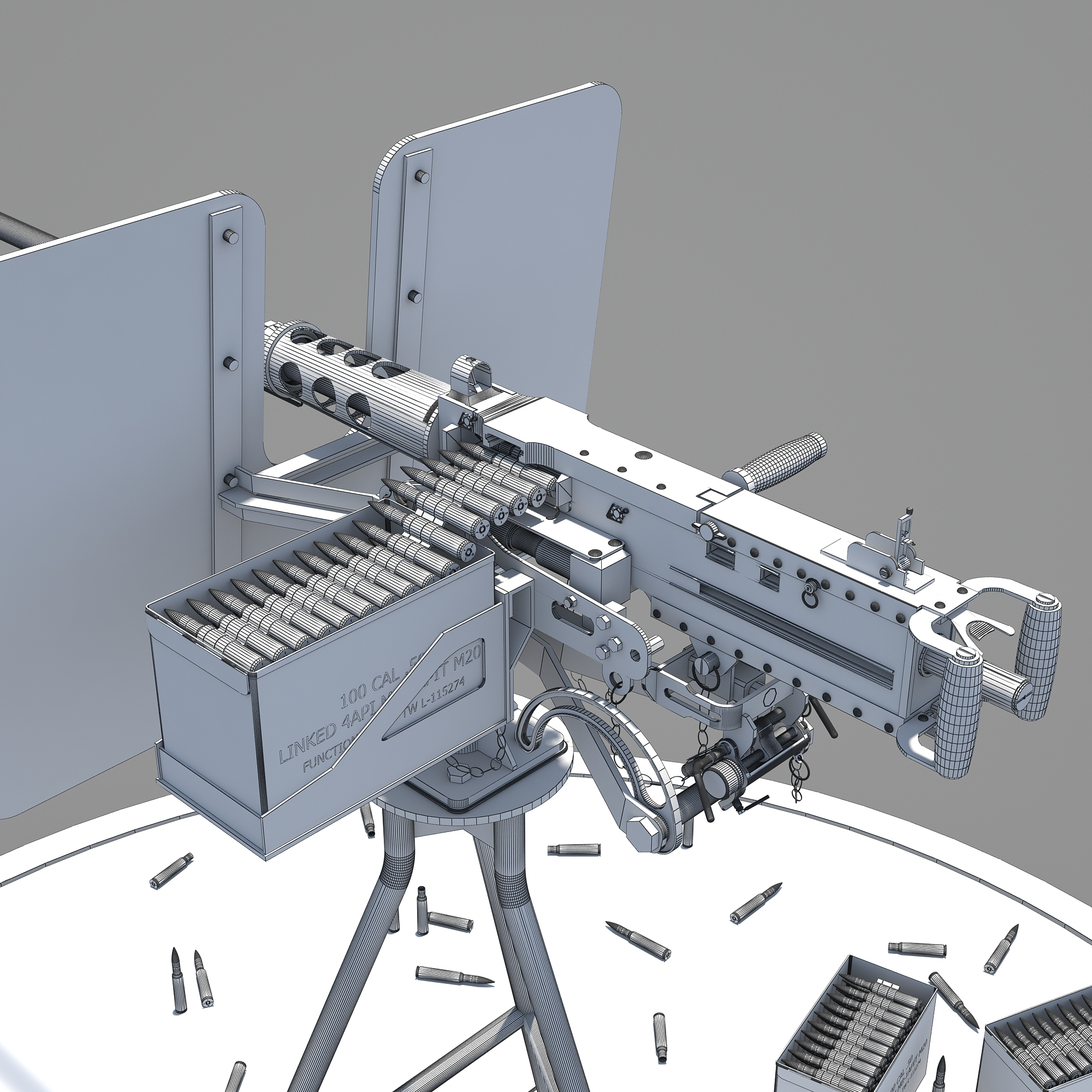3d model m2 browning machine gun