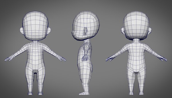 male sd character base 3d obj