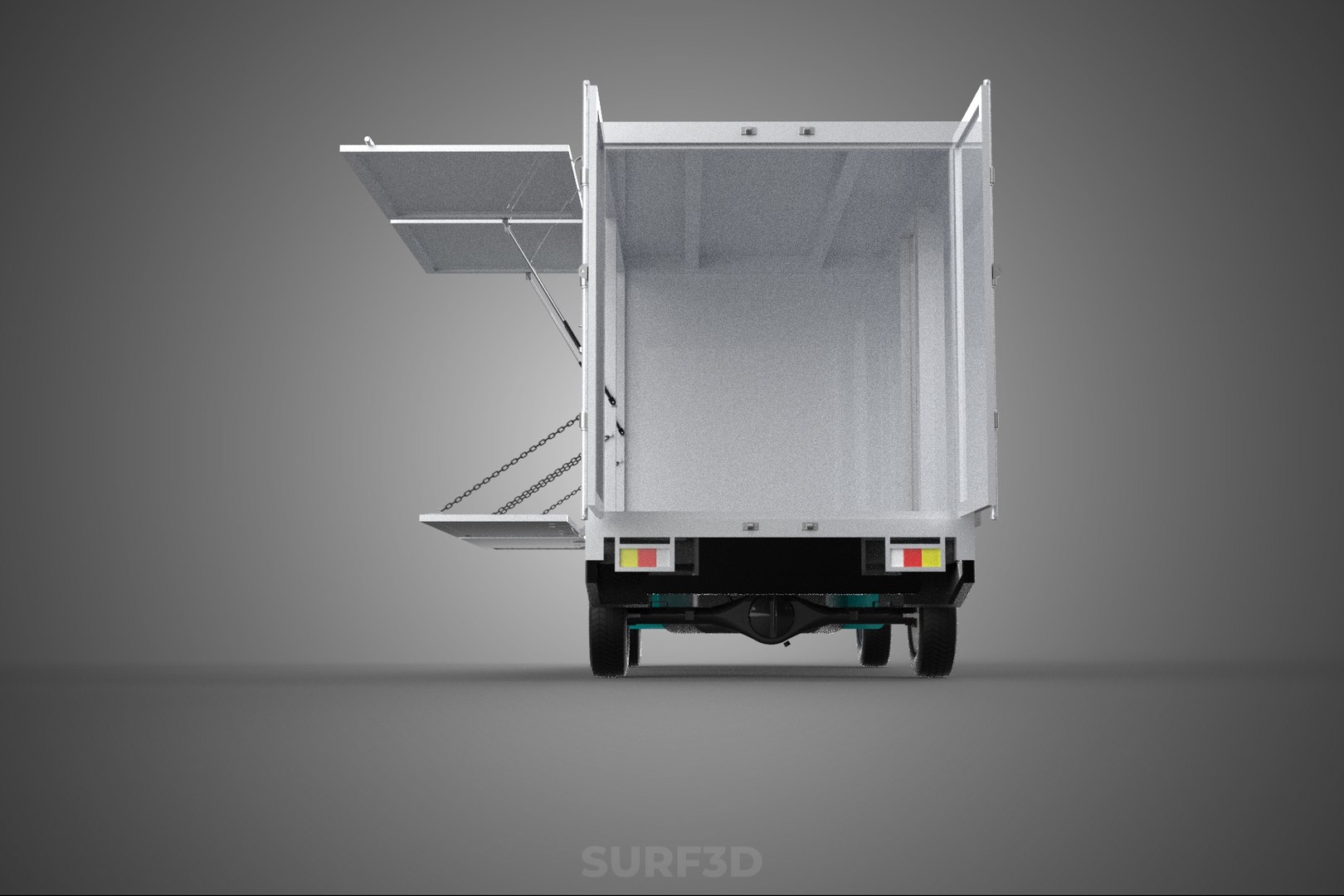 3D Model CUBE VAN BOX DROP SIDE TAILGATE REAR GATE DOOR PICKUP TRUCK ...