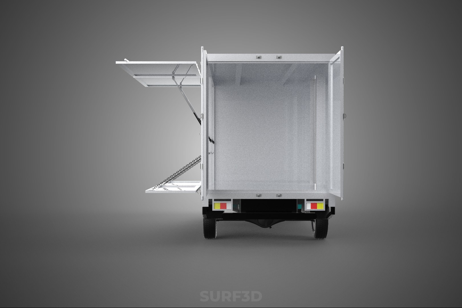 3D Model CUBE VAN BOX DROP SIDE TAILGATE REAR GATE DOOR PICKUP TRUCK ...