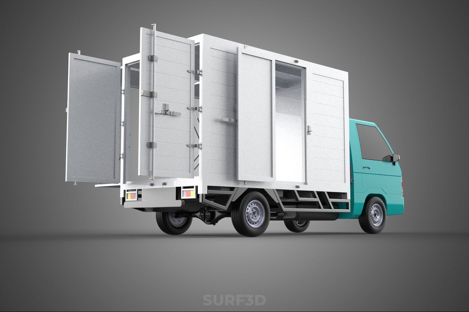 3D Model CUBE VAN BOX DROP SIDE TAILGATE REAR GATE DOOR PICKUP TRUCK ...