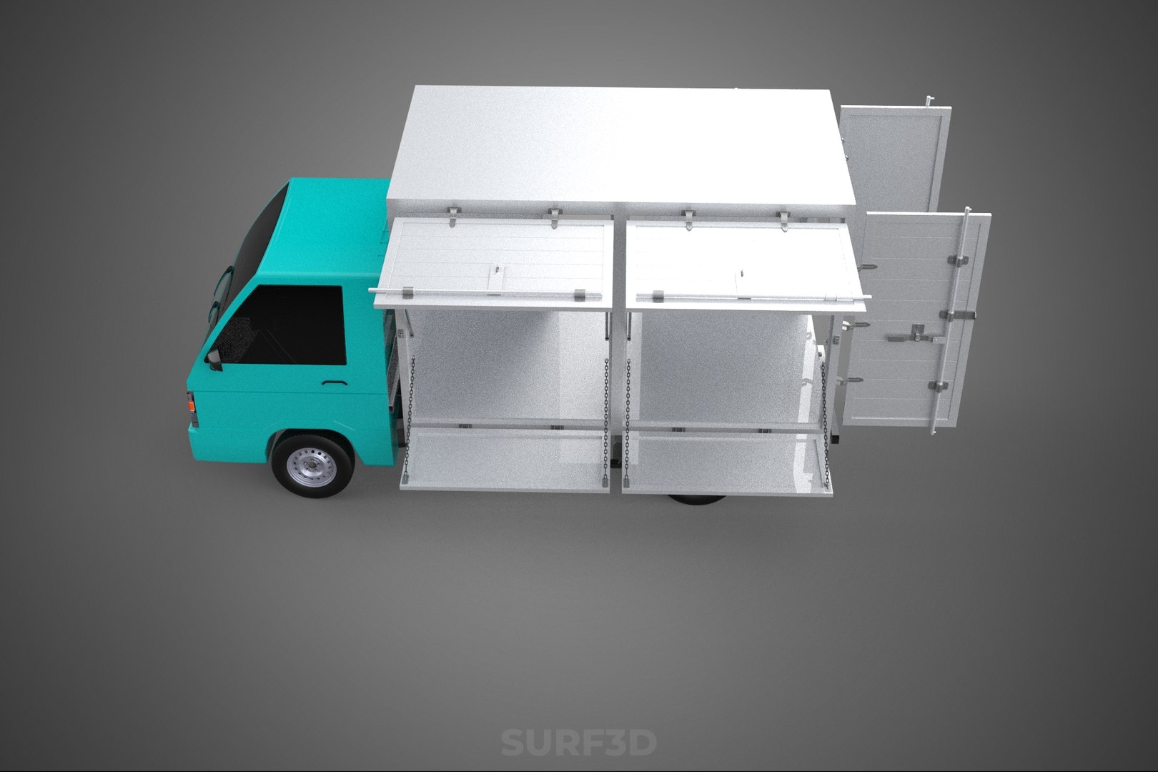 3D Model CUBE VAN BOX DROP SIDE TAILGATE REAR GATE DOOR PICKUP TRUCK ...