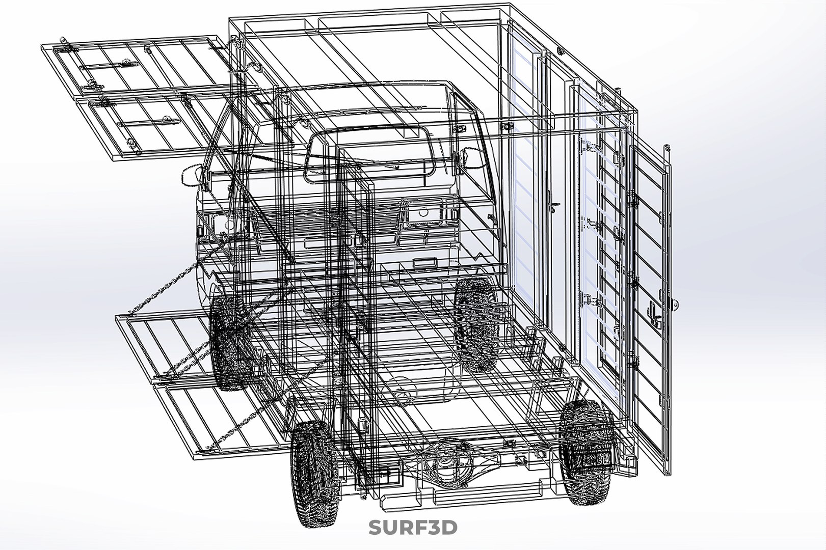 3D Model CUBE VAN BOX DROP SIDE TAILGATE REAR GATE DOOR PICKUP TRUCK ...