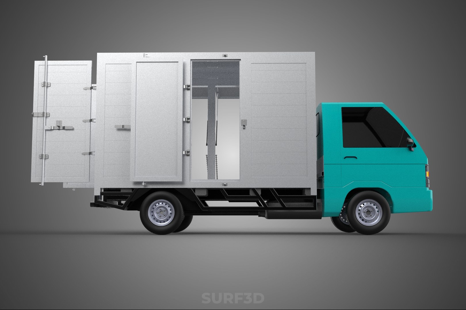 3D Model CUBE VAN BOX DROP SIDE TAILGATE REAR GATE DOOR PICKUP TRUCK ...