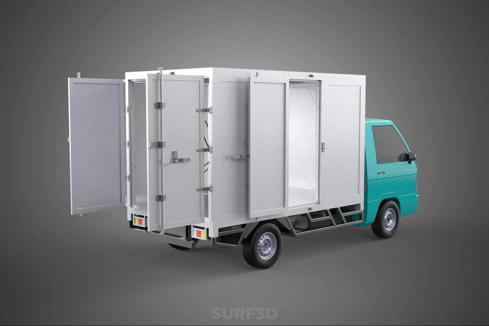 3D Model CUBE VAN BOX DROP SIDE TAILGATE REAR GATE DOOR PICKUP TRUCK ...