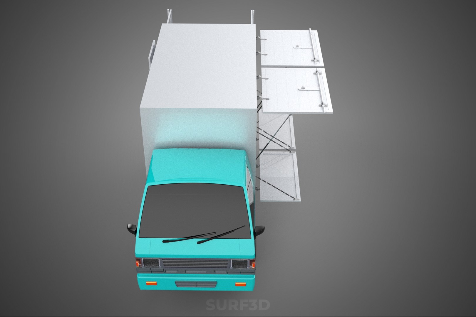 3D Model CUBE VAN BOX DROP SIDE TAILGATE REAR GATE DOOR PICKUP TRUCK ...