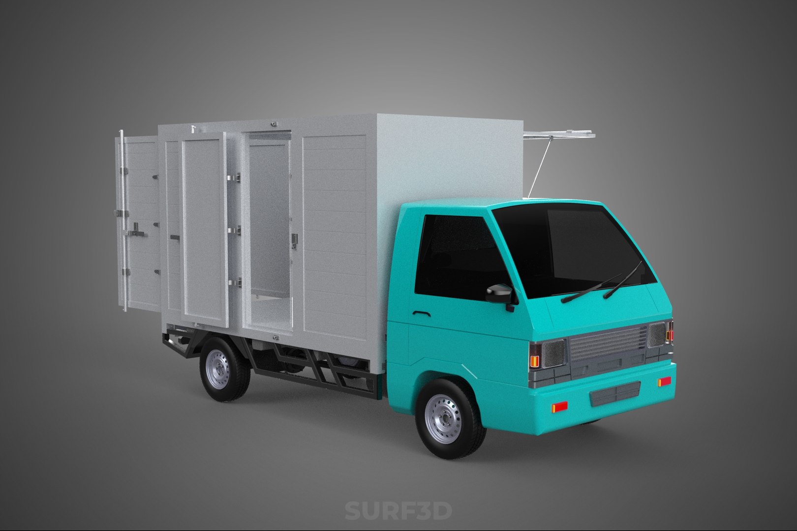 3D Model CUBE VAN BOX DROP SIDE TAILGATE REAR GATE DOOR PICKUP TRUCK ...