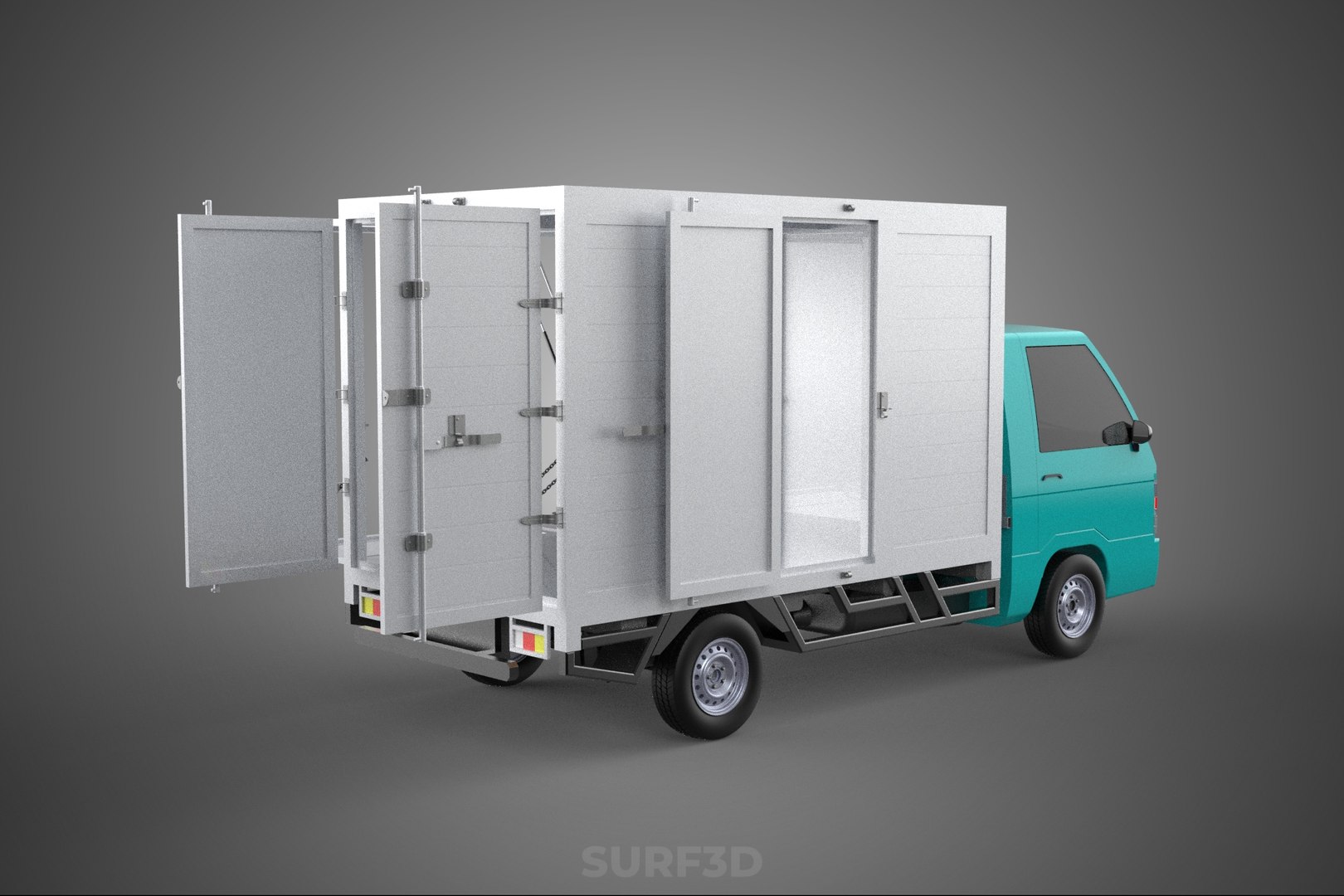 3D Model CUBE VAN BOX DROP SIDE TAILGATE REAR GATE DOOR PICKUP TRUCK ...