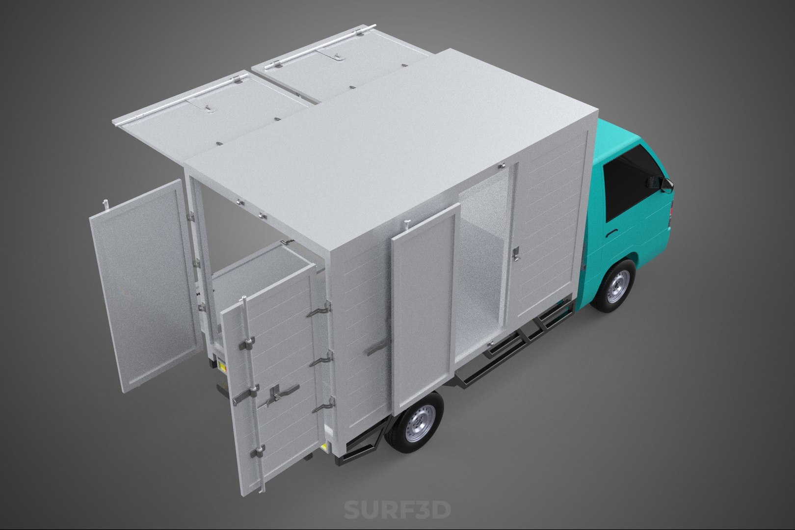 3D Model CUBE VAN BOX DROP SIDE TAILGATE REAR GATE DOOR PICKUP TRUCK ...