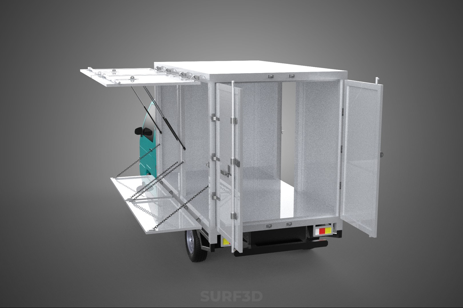 3D Model CUBE VAN BOX DROP SIDE TAILGATE REAR GATE DOOR PICKUP TRUCK ...