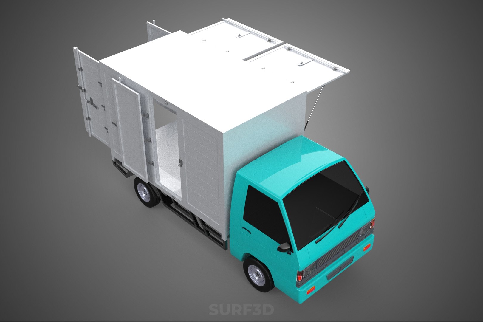 3D Model CUBE VAN BOX DROP SIDE TAILGATE REAR GATE DOOR PICKUP TRUCK ...