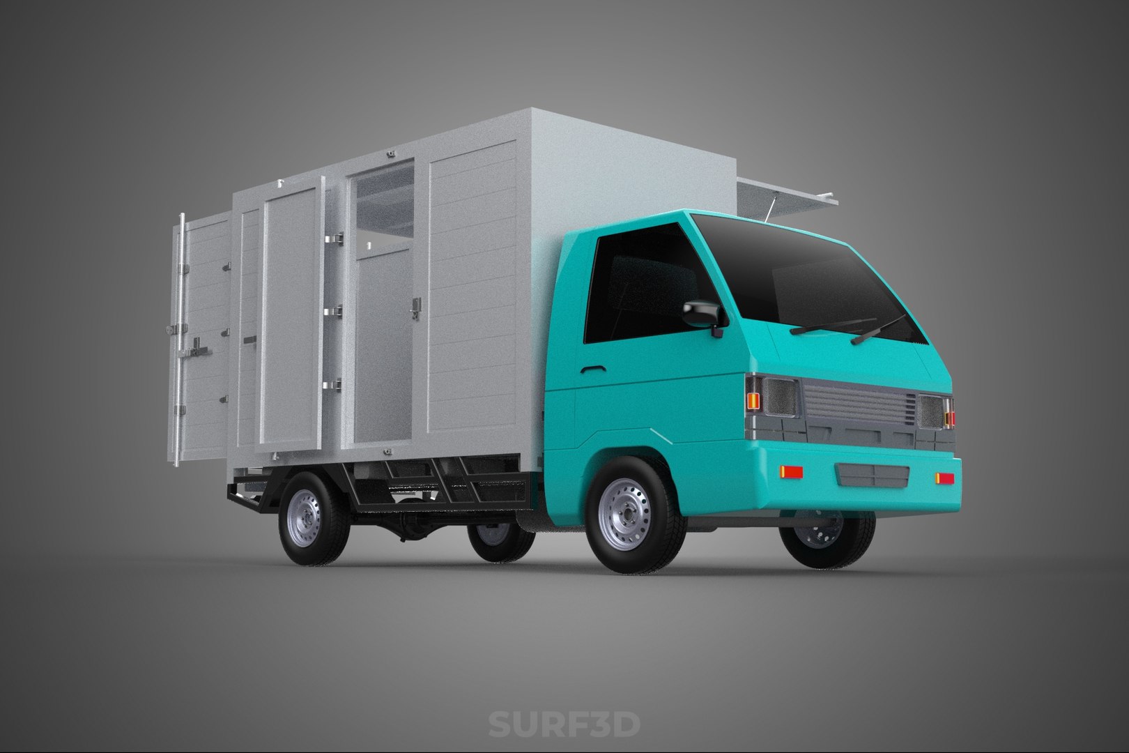 3D Model CUBE VAN BOX DROP SIDE TAILGATE REAR GATE DOOR PICKUP TRUCK ...