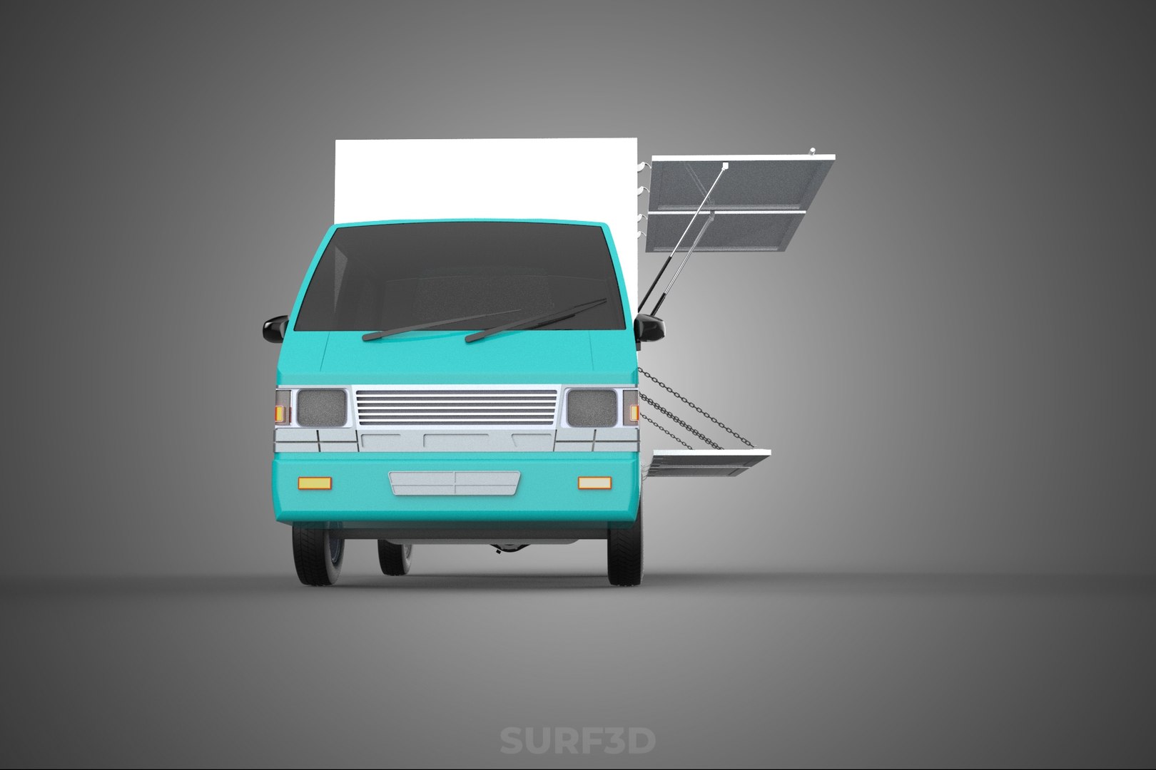 3D Model CUBE VAN BOX DROP SIDE TAILGATE REAR GATE DOOR PICKUP TRUCK ...