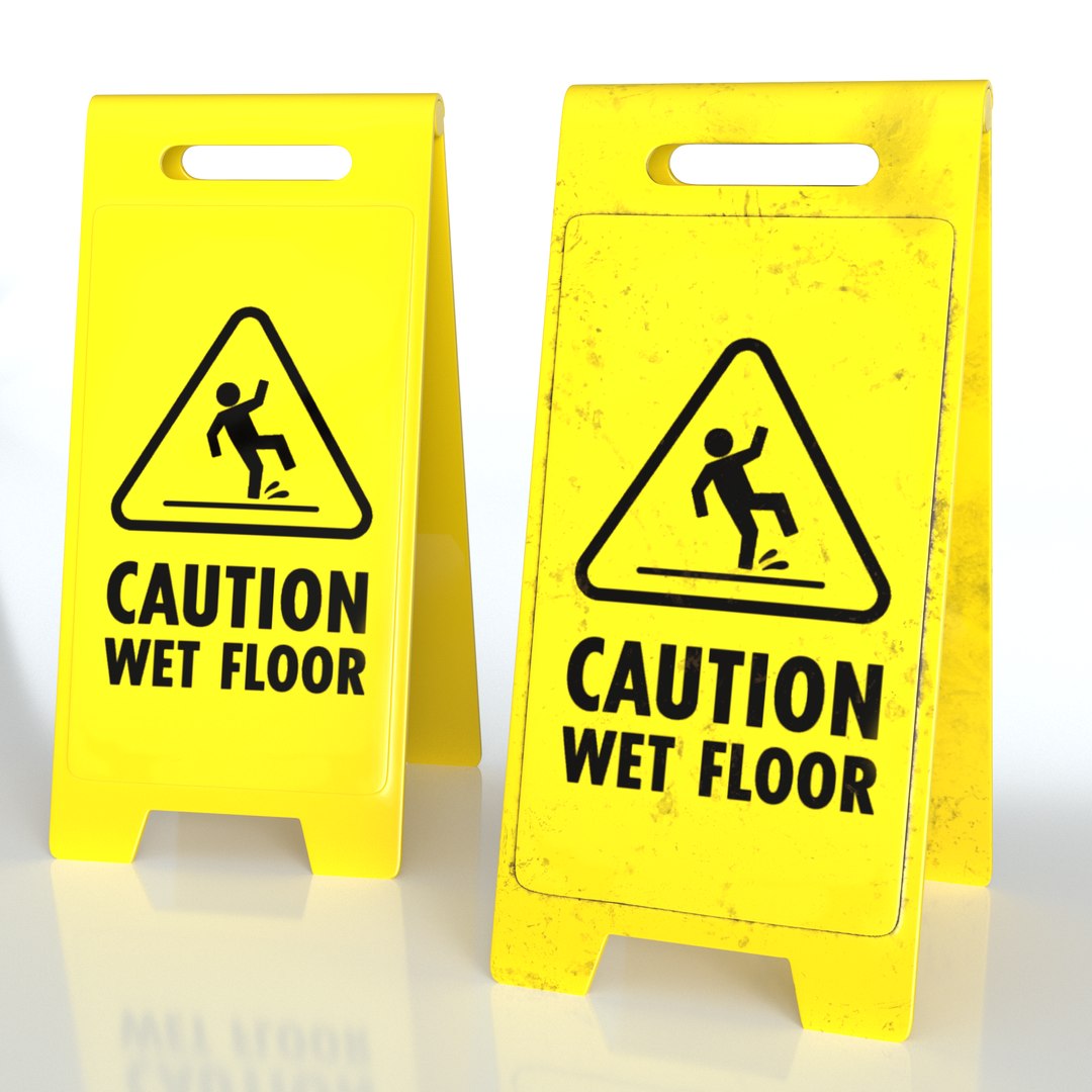 3D Wet Floor Signs 2 Versions Model - TurboSquid 2017424