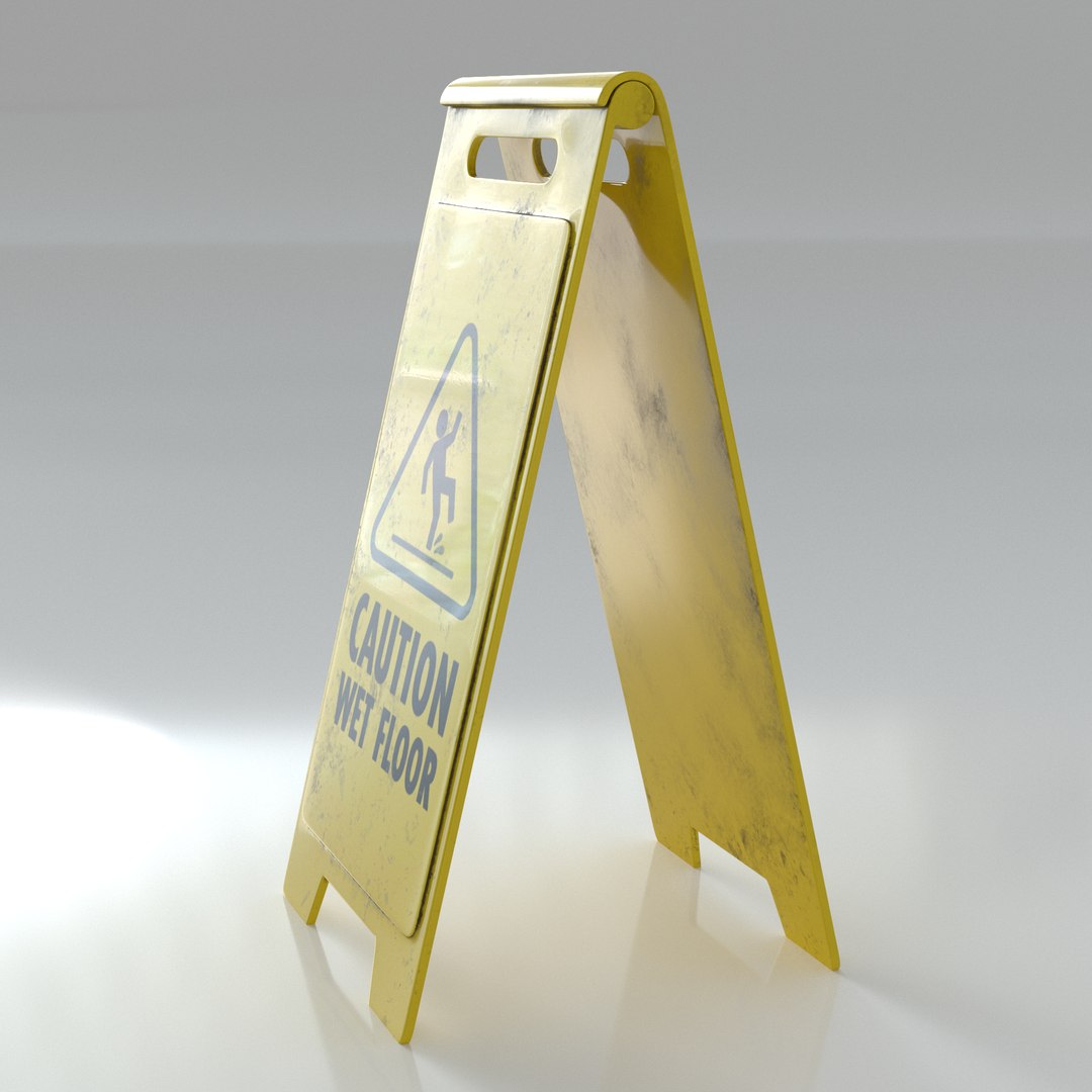 3D Wet Floor Signs 2 Versions Model - TurboSquid 2017424