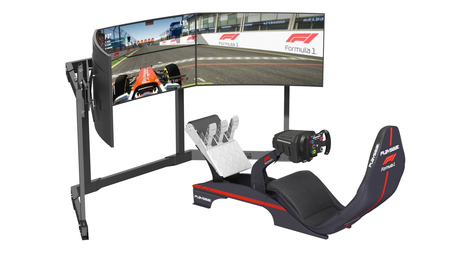3D Playseat F1 Racing Simulator Seat With 3 Monitors Model - TurboSquid ...